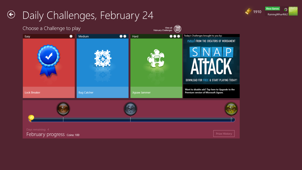 Screenshot of Microsoft Jigsaw (Windows Apps, 2014) - MobyGames