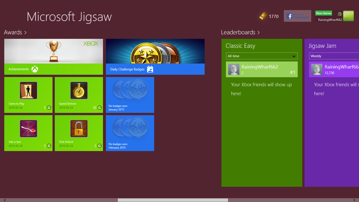 Screenshot of Microsoft Jigsaw (Windows Apps, 2014) - MobyGames