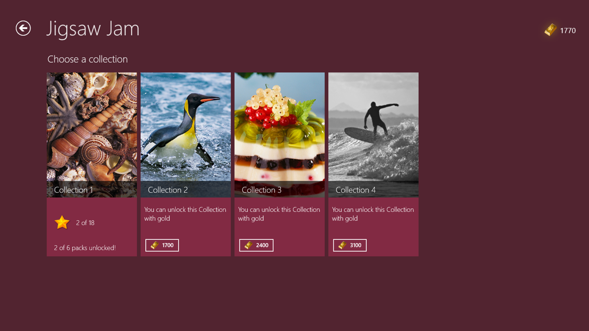 Screenshot of Microsoft Jigsaw (Windows Apps, 2014) - MobyGames
