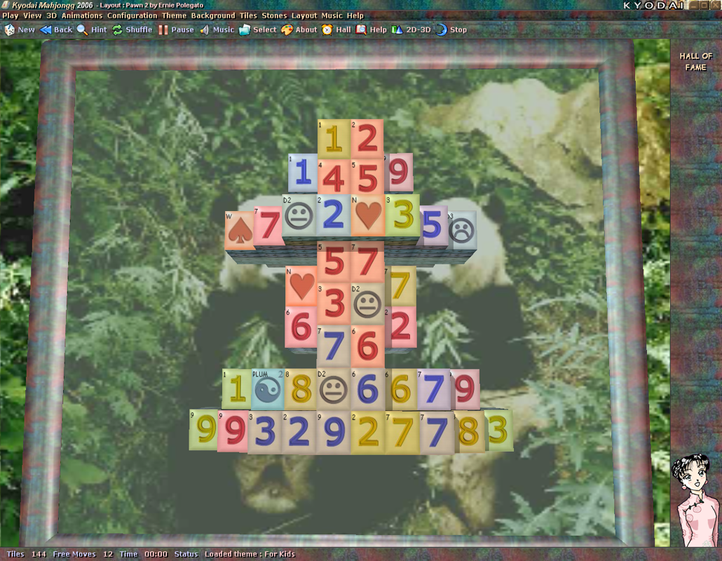 Screenshot of Kyodai Mahjongg (Windows, 1997) - MobyGames