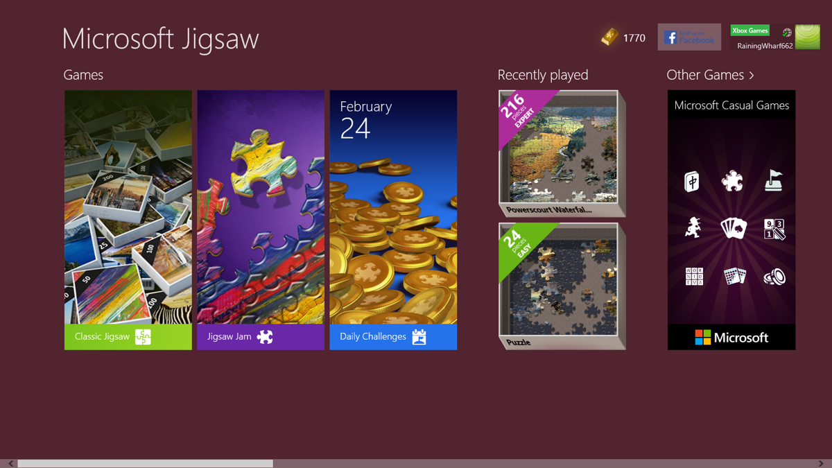 Screenshot of Microsoft Jigsaw (Windows Apps, 2014) - MobyGames