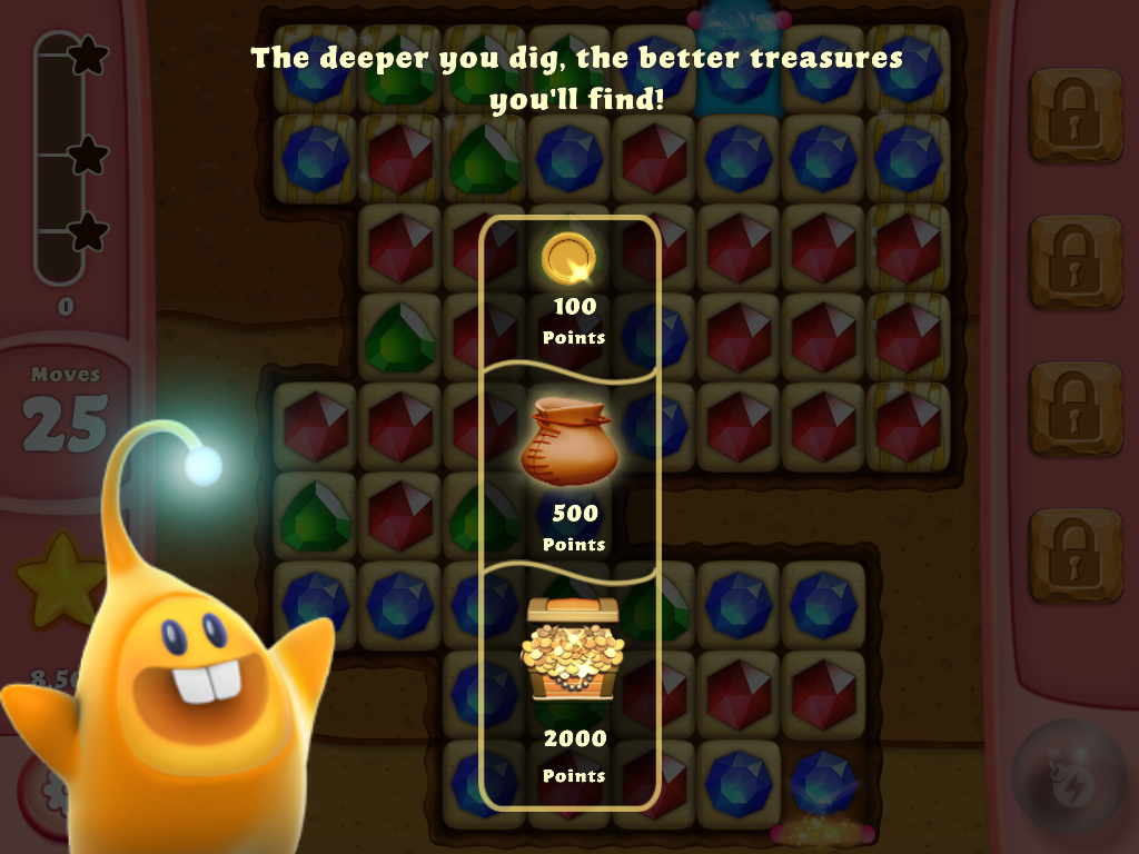 Screenshot of Diamond Digger Saga (iPad, 2014) - MobyGames