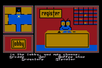 Screenshot of Hotel Alien (Atari 8-bit, 1985) - MobyGames