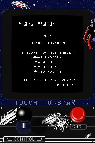 Screenshot of Space Invaders (iPhone, 1978) - MobyGames