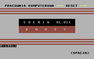 Screenshot of Seria Edukacyjna: Chemia (Commodore 64, 1992) - MobyGames