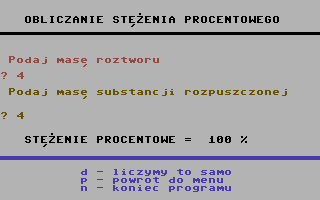 Screenshot of Seria Edukacyjna: Chemia (Commodore 64, 1992) - MobyGames