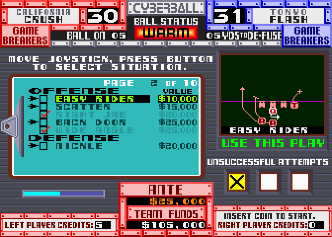 Screenshot of Cyberball 2072 (Arcade, 1989) - MobyGames
