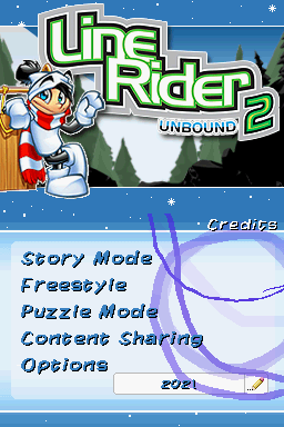Screenshot of Line Rider 2: Unbound (Nintendo DS, 2008) - MobyGames