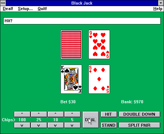 Screenshot of Black Jack (Windows 3.x, 1991) - MobyGames