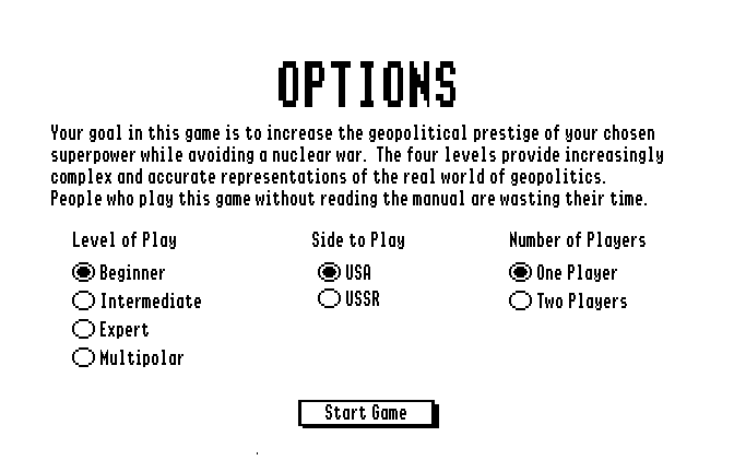 Screenshot of Balance of Power: The 1990 Edition (Apple IIgs, 1988 ...