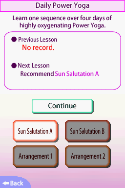 Screenshot of Quick Yoga Training (Nintendo DS, 2008) - MobyGames