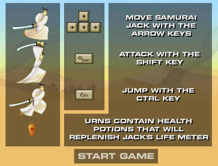 Screenshot of Samurai Jack in Desert Quest (Browser, 2002) - MobyGames