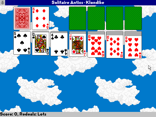 Screenshot of Masque Solitaire Antics (DOS, 1995) - MobyGames