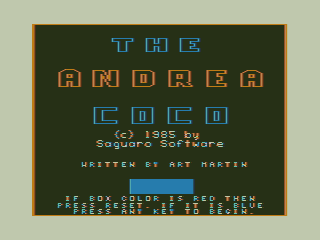 Screenshot of The Andrea Coco (TRS-80 CoCo, 1985) - MobyGames