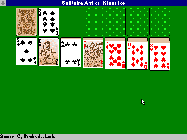 Screenshot of Masque Solitaire Antics (DOS, 1995) - MobyGames