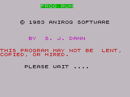 Screenshot of Frogrun! (ZX Spectrum, 1983) - MobyGames
