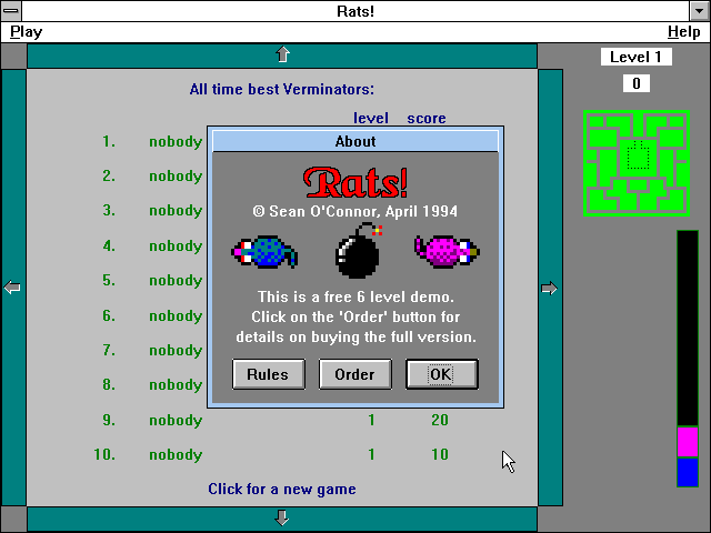 Screenshot of Rats! (Windows 3.x, 1994) - MobyGames