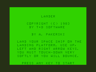Lander (1983) - MobyGames