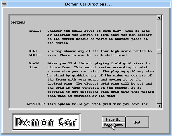 Screenshot of Demon Car (Windows 3.x, 1994) - MobyGames