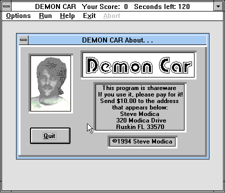 Screenshot of Demon Car (Windows 3.x, 1994) - MobyGames