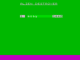 Screenshot of Alien Destroyer (ZX Spectrum, 1984) - MobyGames
