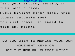 Screenshot of Race Fun (ZX Spectrum, 1982) - MobyGames
