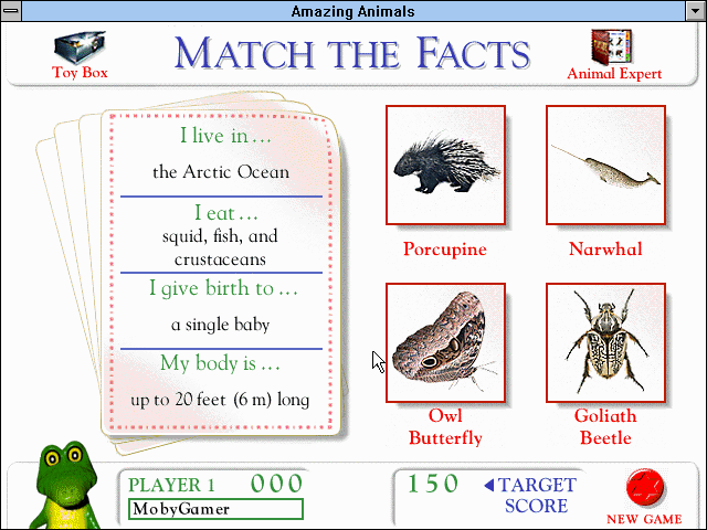 Screenshot of Amazing Animals: Activity Center (Windows 3.x, 1997 ...