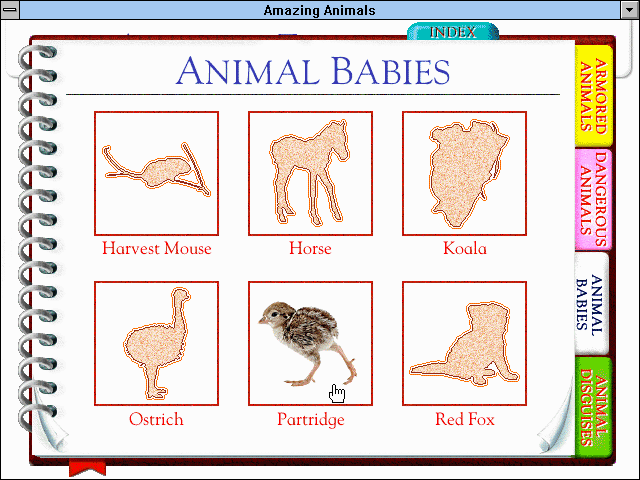 Screenshot of Amazing Animals: Activity Center (Windows 3.x, 1997 ...