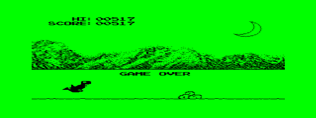Screenshot of Run Dino Run! (TRS-80 CoCo, 2019) - MobyGames