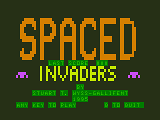 Screenshot of Spaced Invaders (TRS-80 CoCo, 1995) - MobyGames