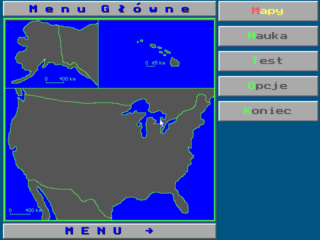 Screenshot of Geografia Ogólna USA (DOS, 1993) - MobyGames
