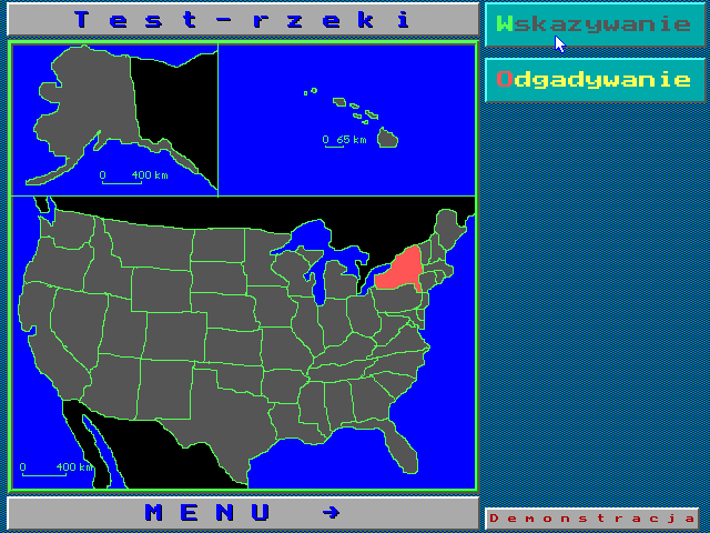 Screenshot of Geografia Ogólna USA (DOS, 1993) - MobyGames