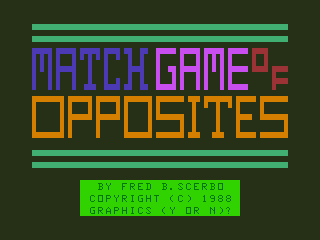 Match Game of Opposites (1988) - MobyGames