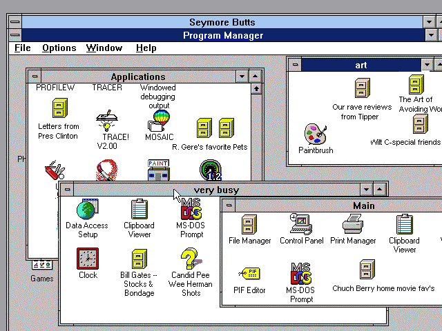 Screenshot of The Interactive Adventures of Seymore Butts (Windows 3.x ...