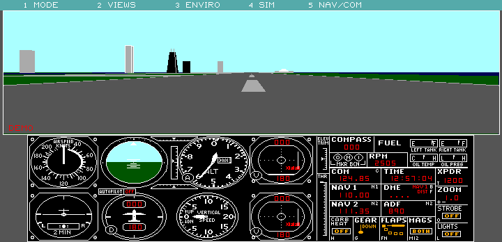 Screenshot of Microsoft Flight Simulator (v3.0) (DOS, 1988) - MobyGames