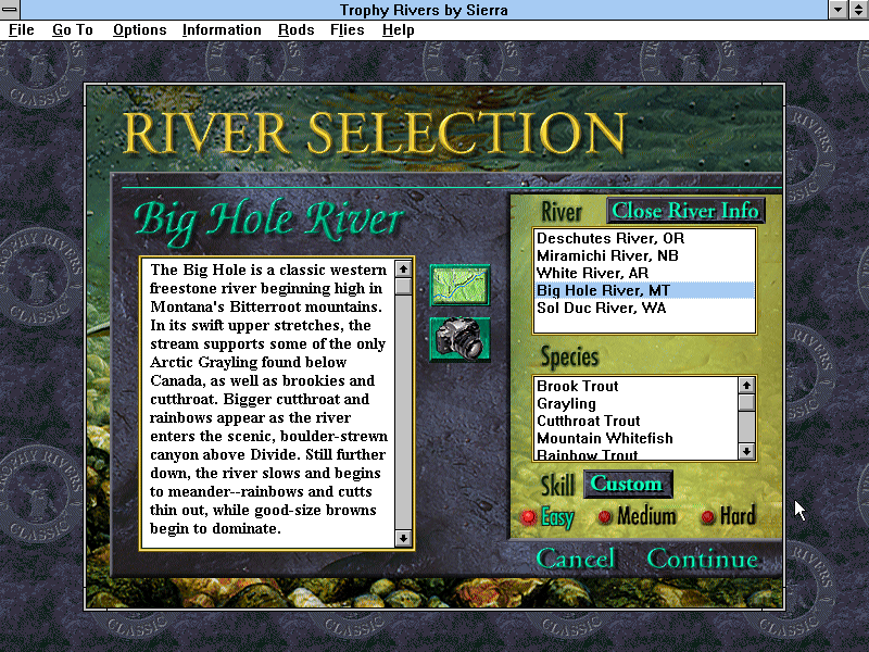 Screenshot of Front Page Sports: Trophy Rivers (Windows 16-bit, 1997 ...