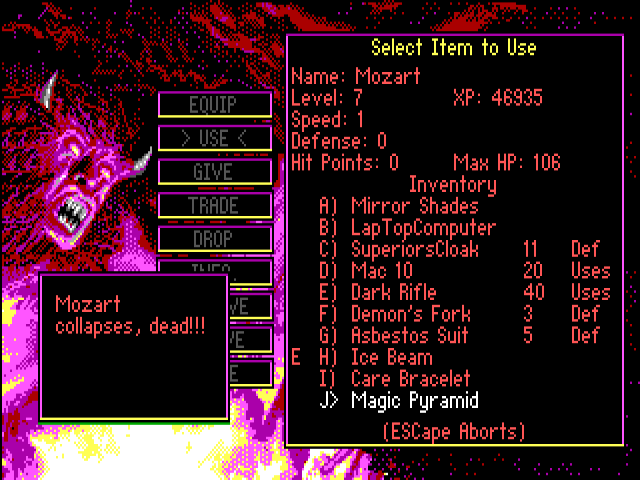 Screenshot of Escape from Hell (DOS, 1990) - MobyGames