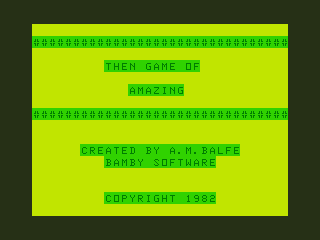 Amazing (1982) - MobyGames