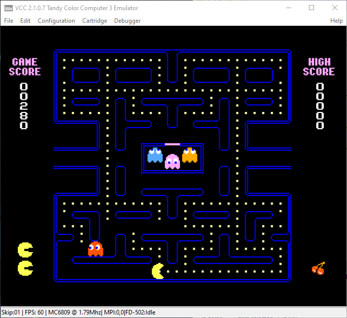 Screenshot of Pac-Man: A Tribute to the Great Game (TRS-80 CoCo, 1997 ...