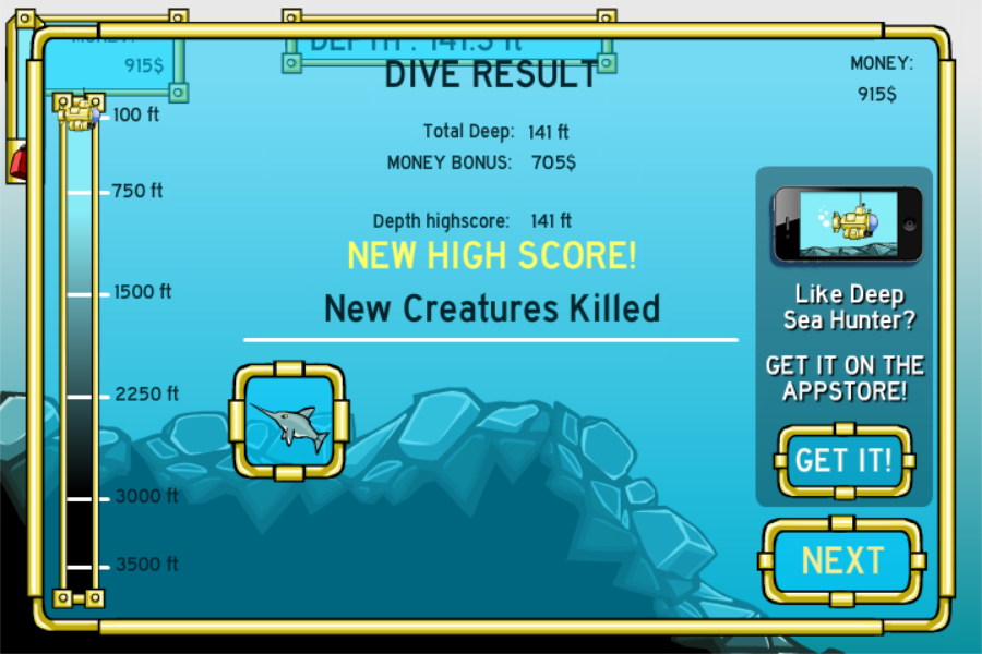 Screenshot of Deep Sea Hunter (Browser, 2016) - MobyGames