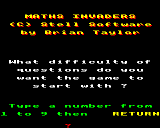 Screenshot of Maths Invaders (BBC Micro, 1984) - MobyGames