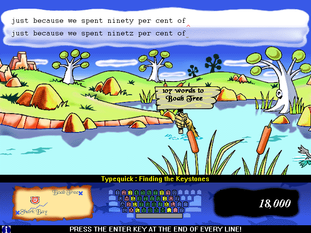 Screenshot of Kewala's Typing Adventure (Windows 3.x, 1996) - MobyGames