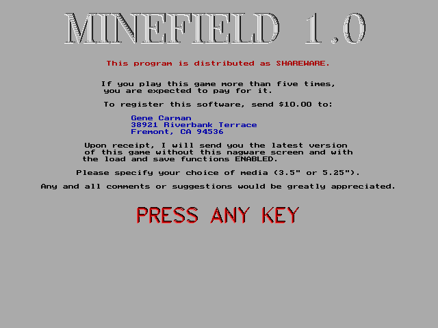 Minefield (1992) - MobyGames