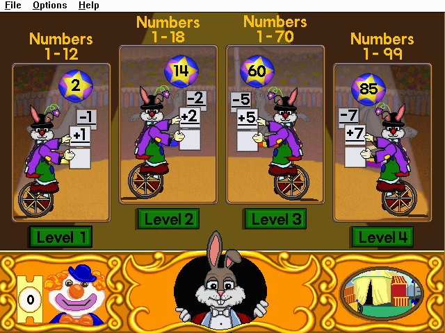 Screenshot of Math Rabbit Deluxe (Windows 16-bit, 1993) - MobyGames