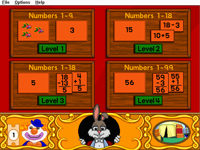 Screenshot of Math Rabbit Deluxe (Windows 16-bit, 1993) - MobyGames