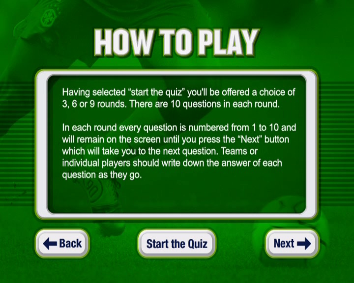 Screenshot of The Ultimate Football Pub Quiz (DVD Player, 2006) - MobyGames