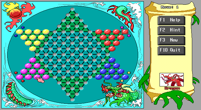Screenshot of Chinese Checkers (DOS, 1991) - MobyGames