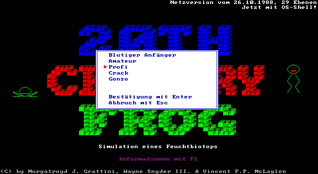 Screenshot of 20th Century Frog (DOS, 1988) - MobyGames