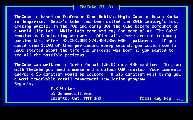 The Cube (1992) - MobyGames