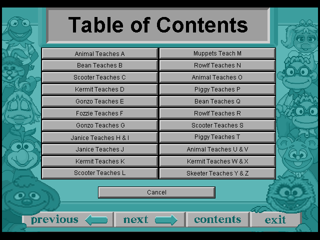 Screenshot of Muppet Kids: Volume 1 - Letters: Capital & Small (Windows 3.x, 1999) - MobyGames